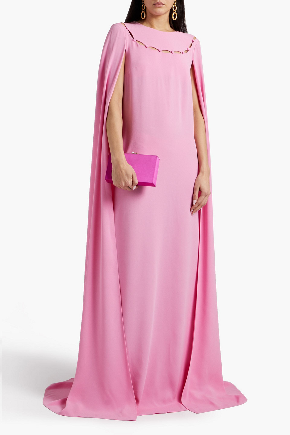Oscar De La Renta Cape-effect Cutout Embellished Crepe Gown In Pink ... Oscar De La Renta Cape-effect Cutout Embellished Crepe Gown In Pink ...