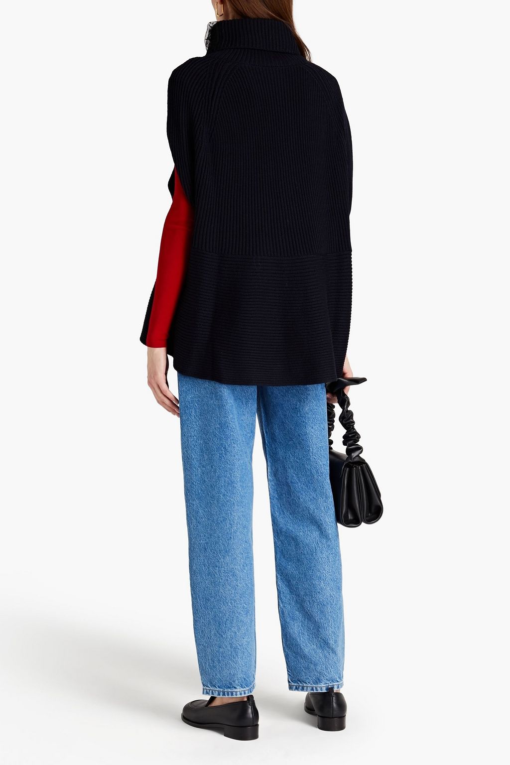 REDVALENTINO Point d'esprit-trimmed ribbed wool cape | THE OUTNET