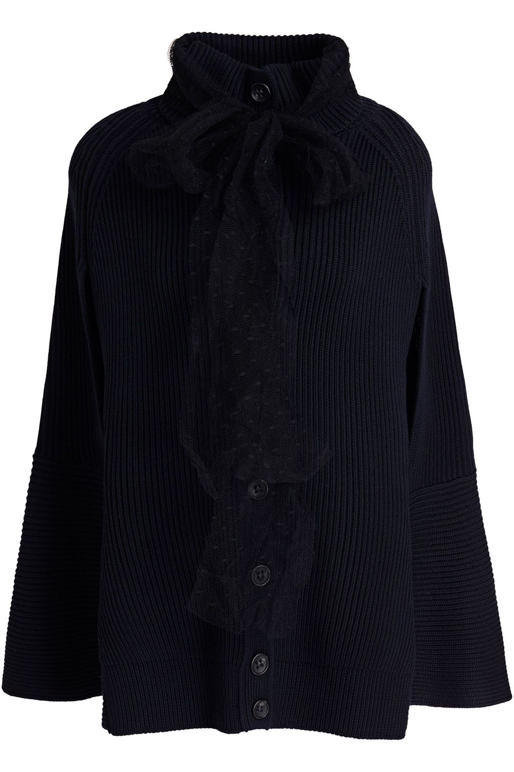 REDVALENTINO Point d'esprit-trimmed ribbed wool cape | THE OUTNET