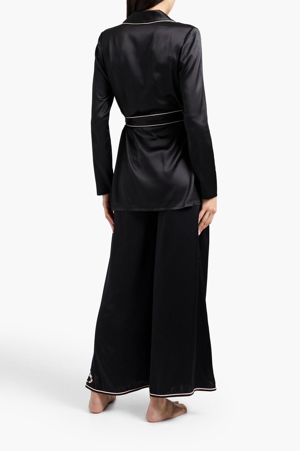 Agent Provocateur Ezra Double-breasted Silk-blend Charmeuse Robe In ...