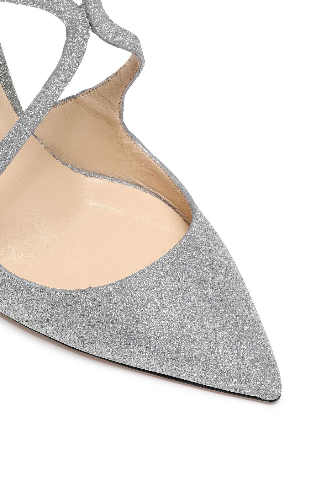 JIMMY CHOO Lancer 100 glittered-leather sandals | THE OUTNET