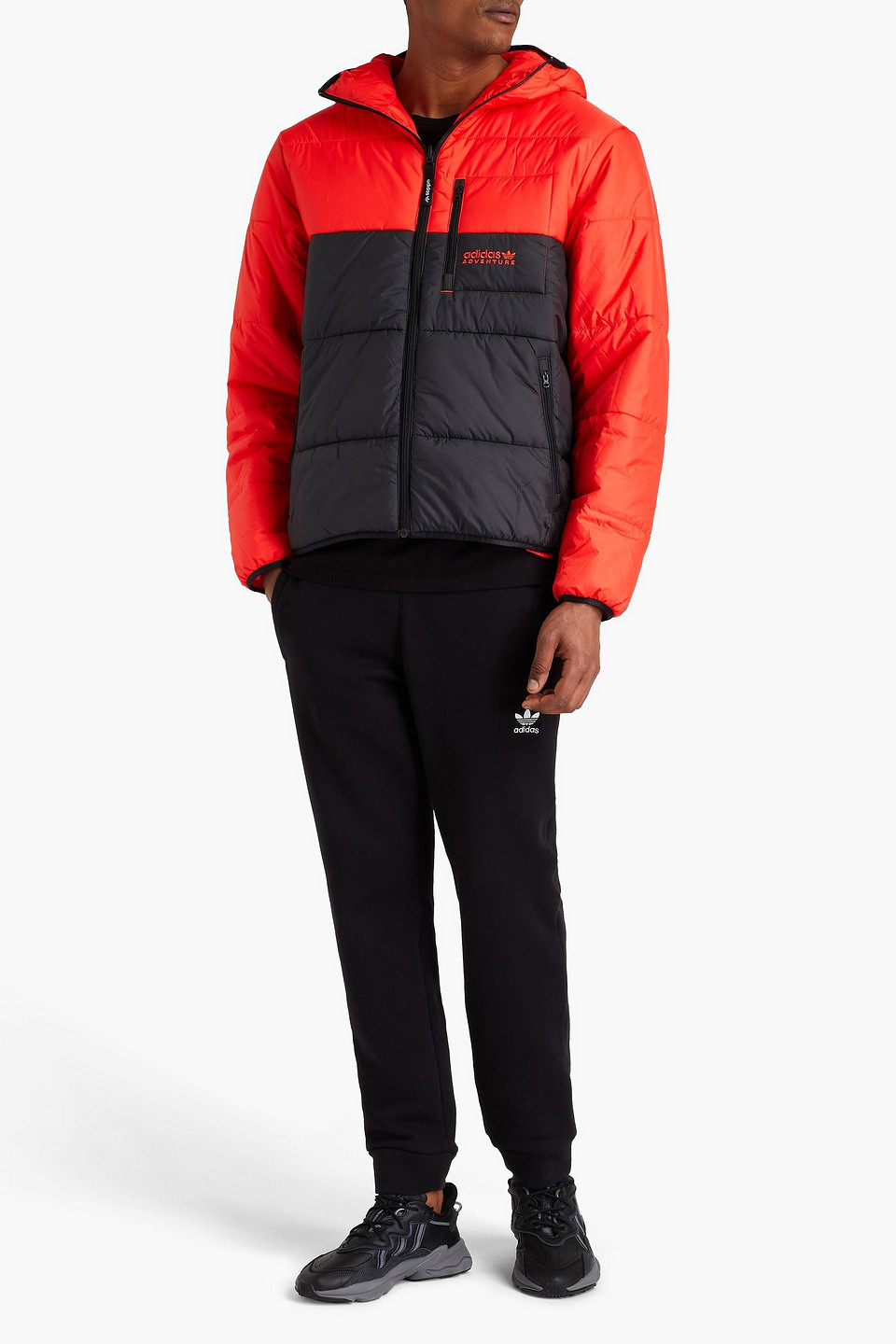 Adidas Originals Man Reversible Two-tone Quilted Shell Hooded Jacket ...