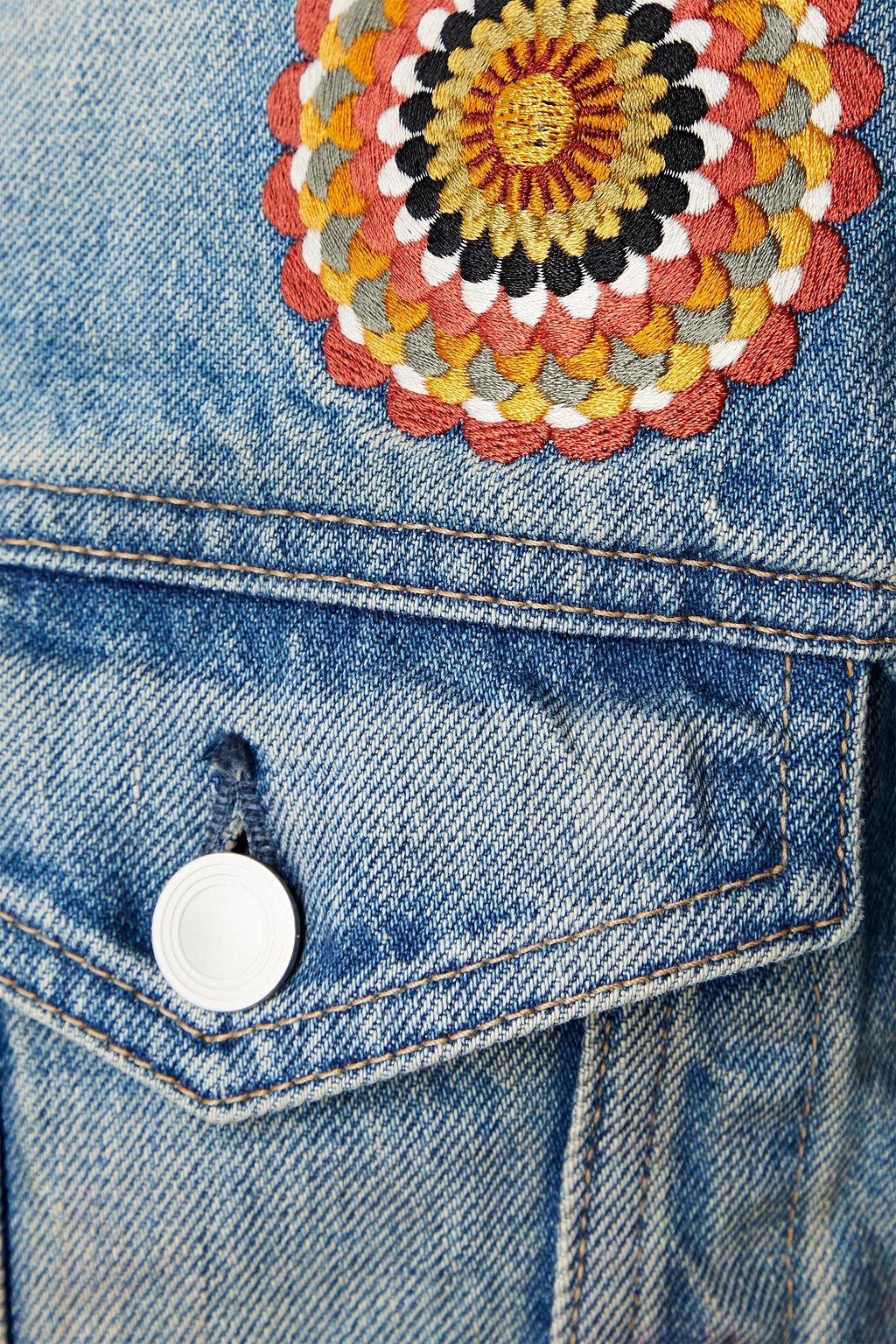 John Elliott Thumper Embroidered Printed Denim Jacket The Outnet