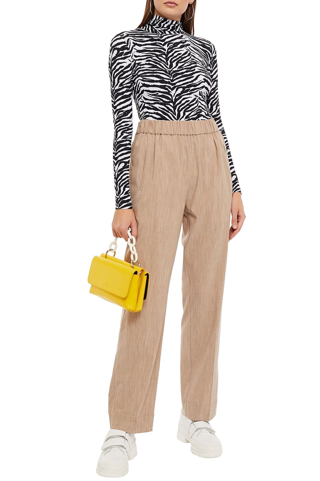 GANNI Gathered woven straight-leg pants | THE OUTNET