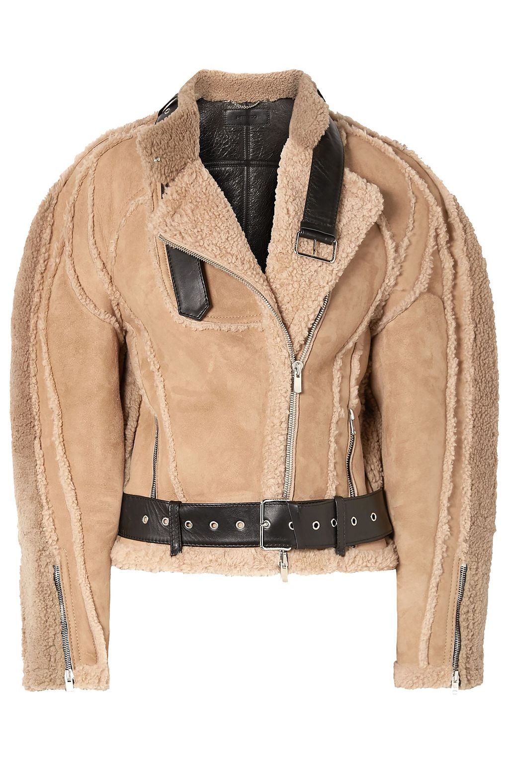 PETER DO Leather-trimmed shearling biker jacket | THE OUTNET
