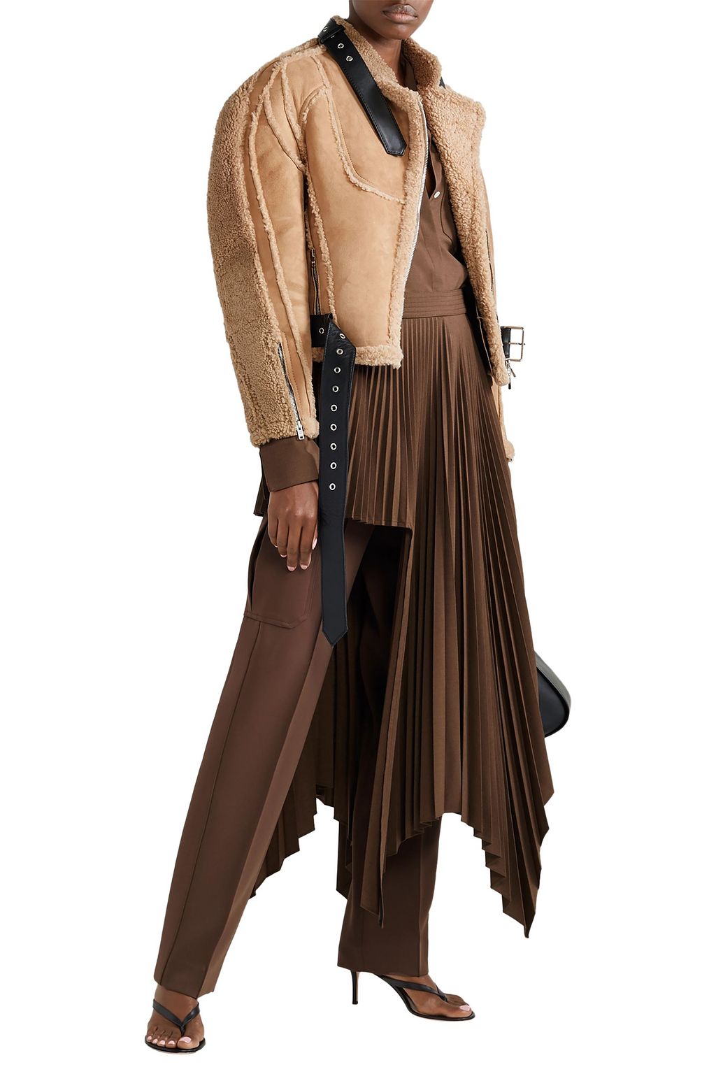 PETER DO Leather-trimmed shearling biker jacket | THE OUTNET