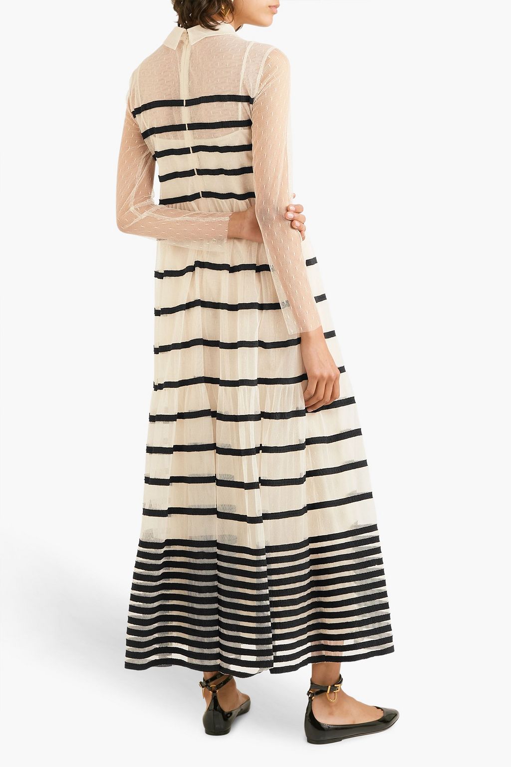 Redvalentino Grosgrain Trimmed Point Desprit Tulle Maxi Dress The Outnet