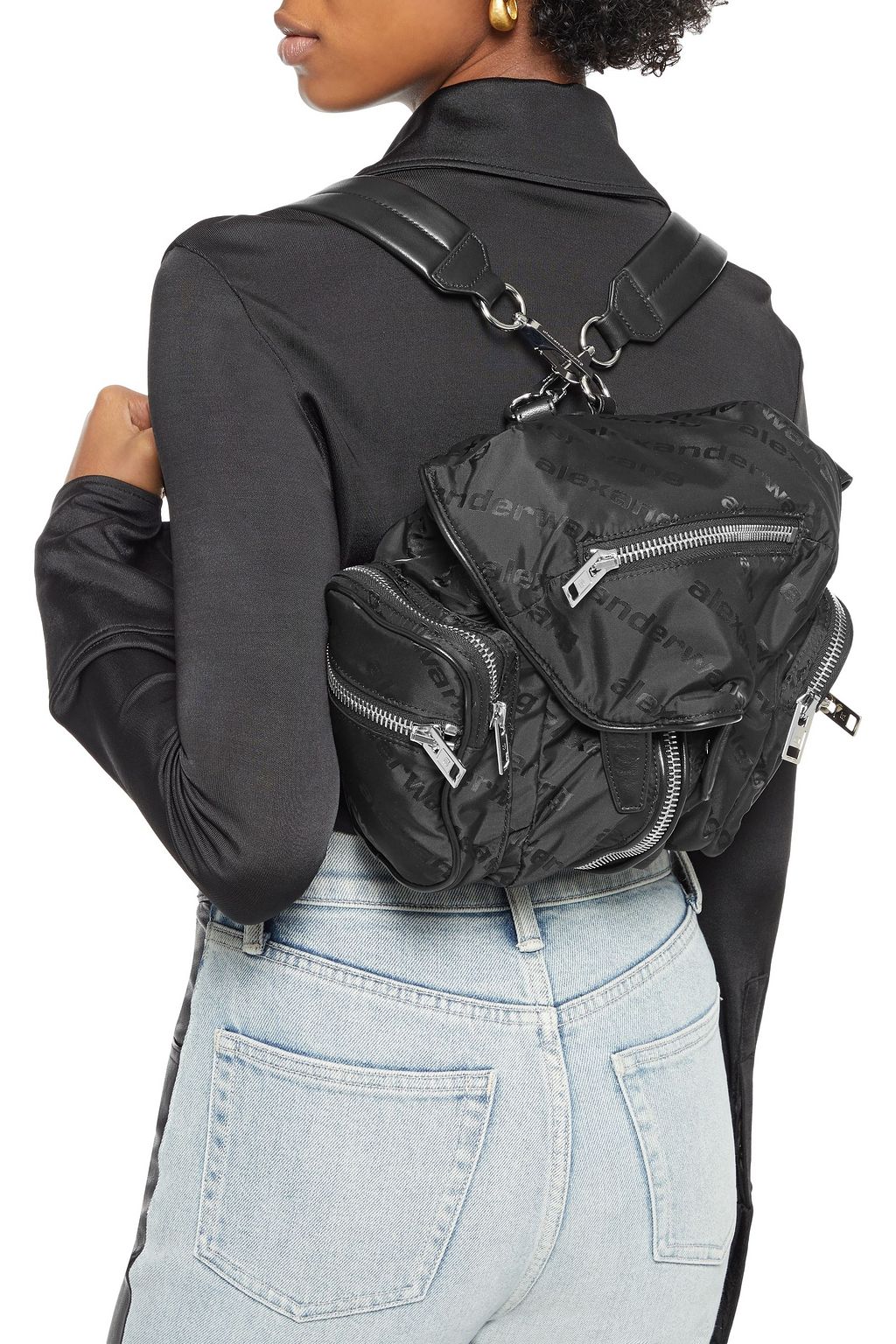 ALEXANDER WANG Marti mini convertible leather-trimmed logo-jacquard ...