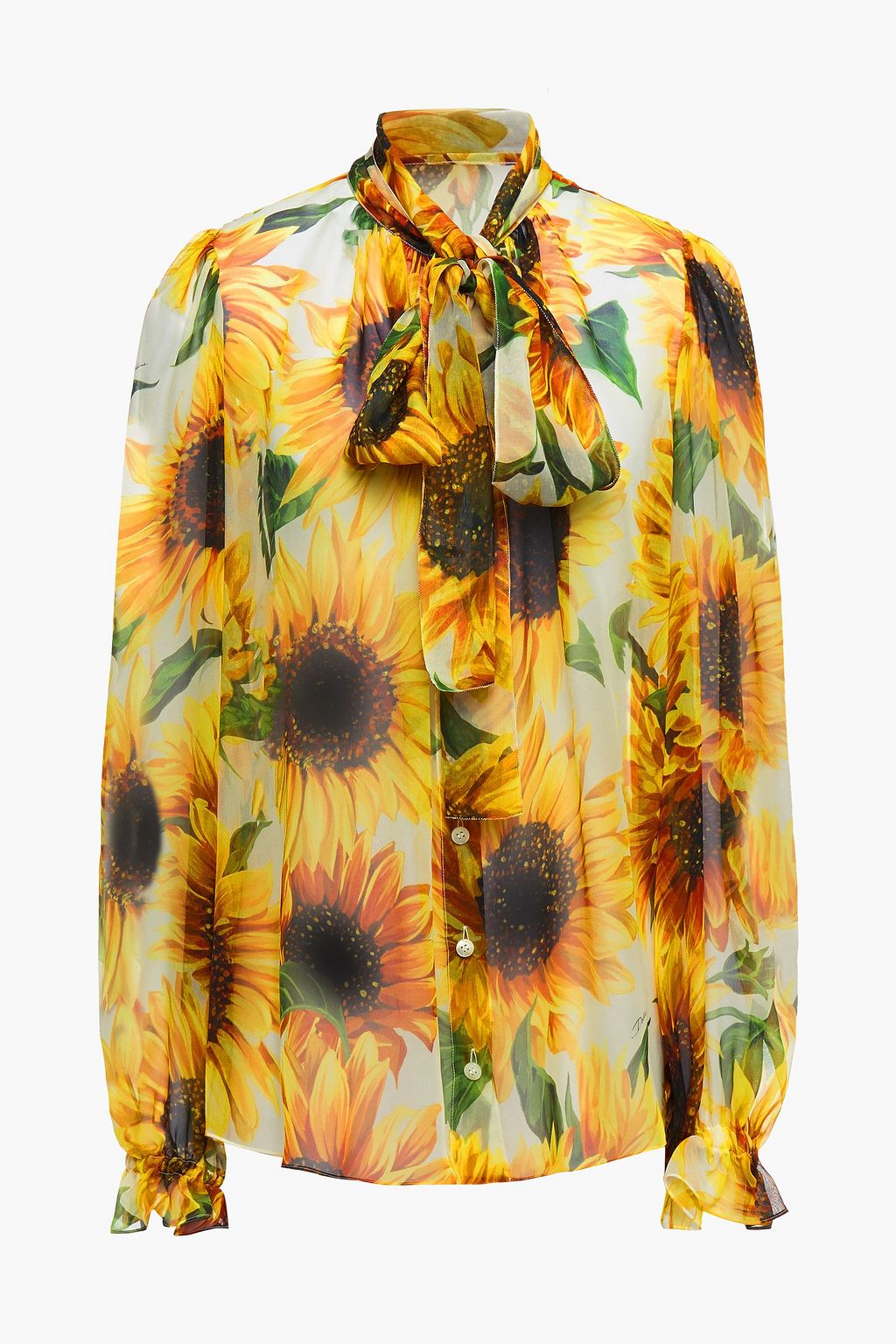 Dolceandgabbana Pussy Bow Floral Print Silk Chiffon Blouse The Outnet