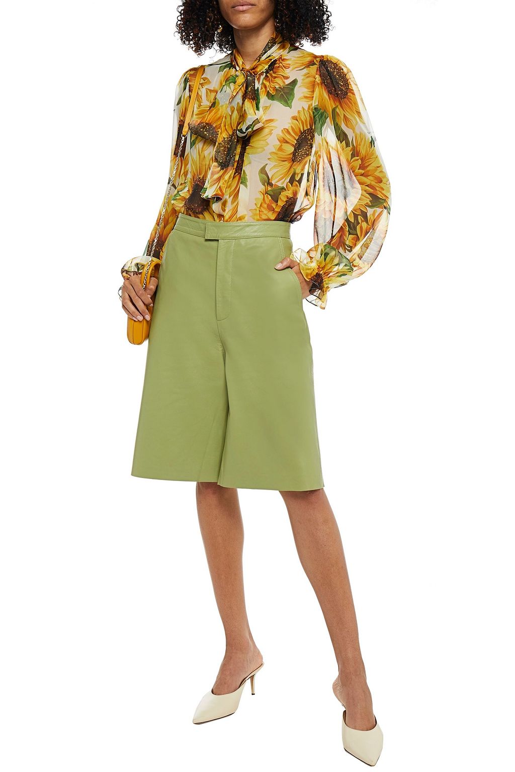 Dolce And Gabbana Pussy Bow Floral Print Silk Chiffon Blouse Sale Up To