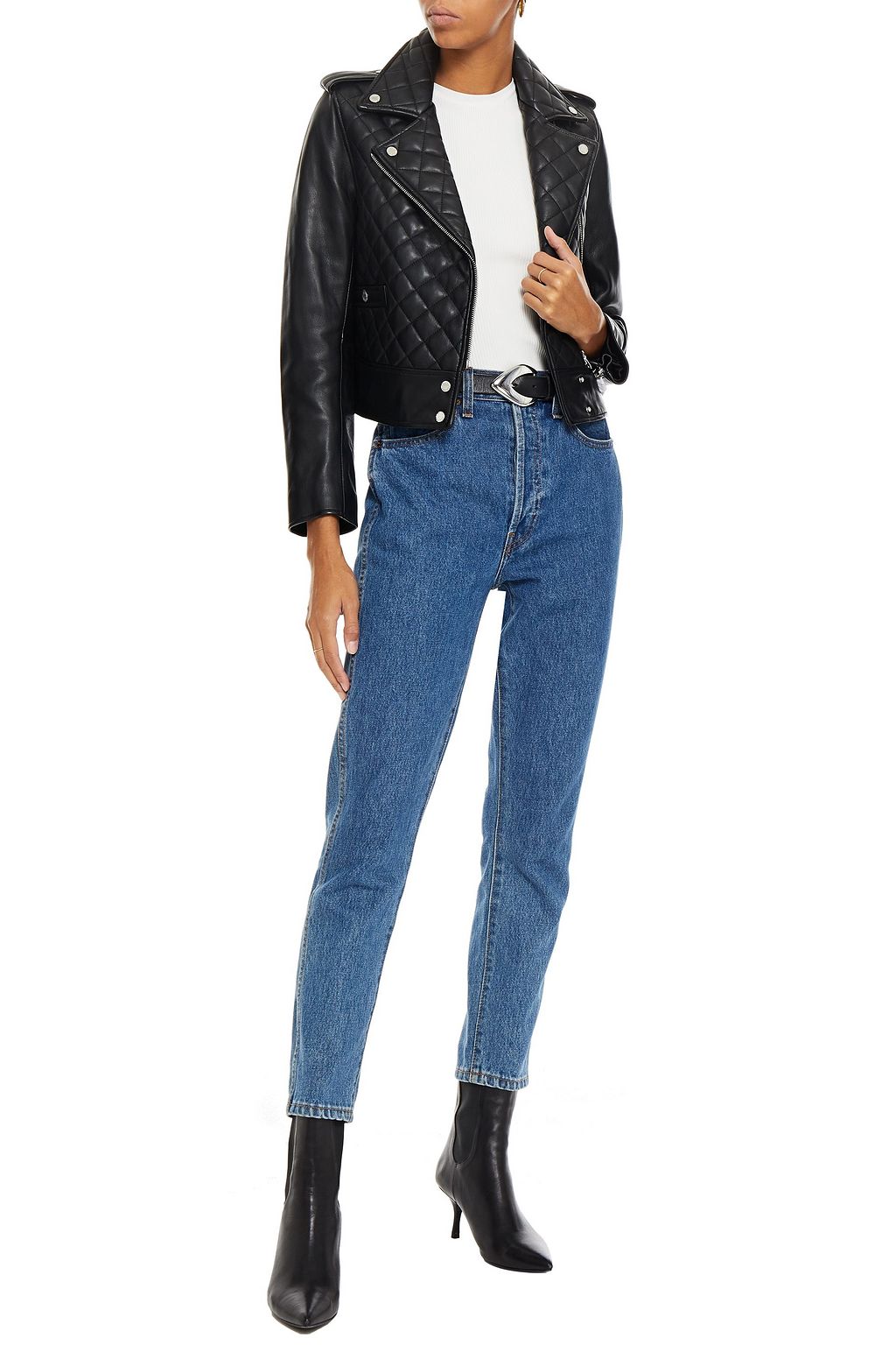 SANDRO Quilted leather biker jacket | THE OUTNET