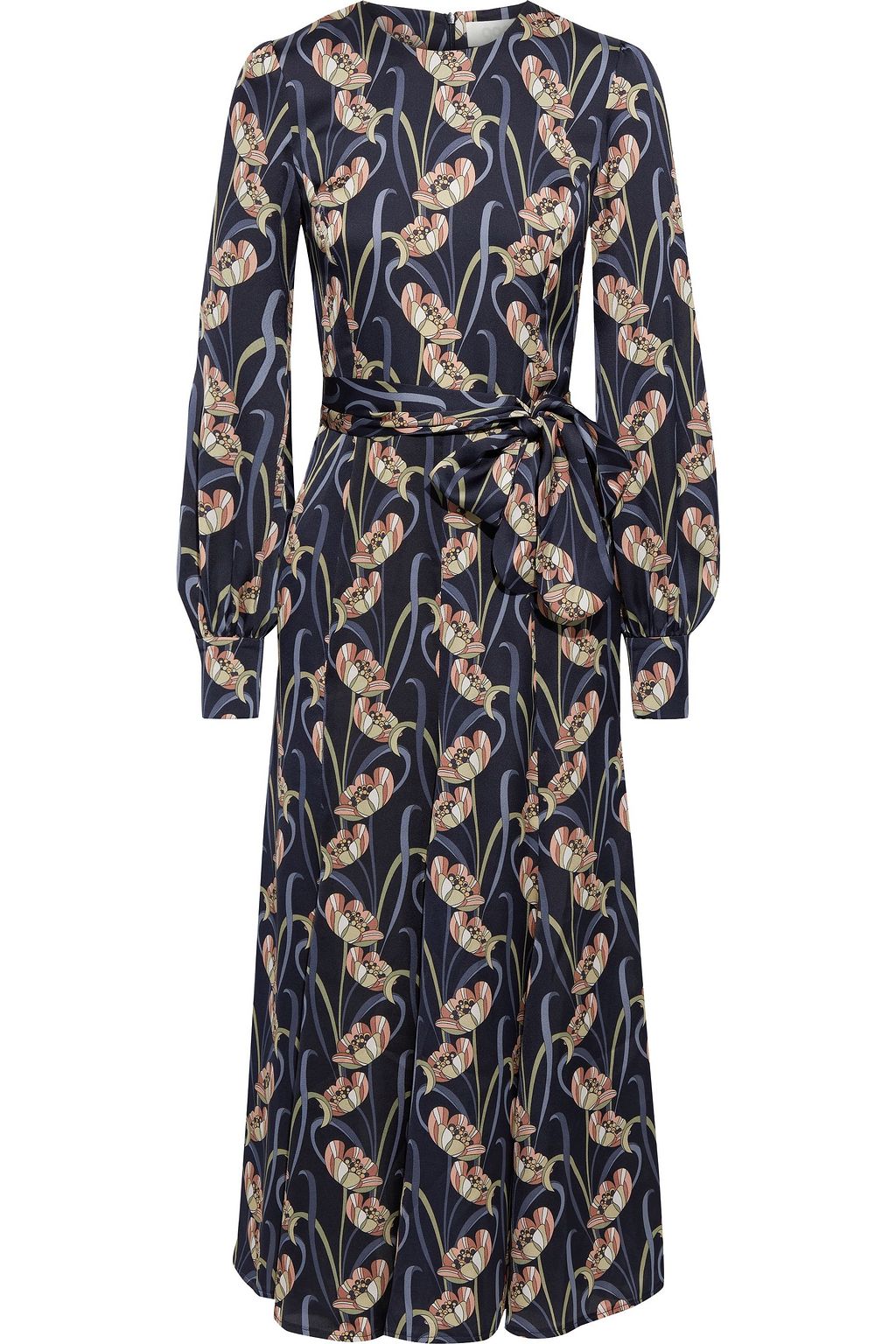 GOAT Jemima belted floral-print satin-crepe midi dress | THE OUTNET