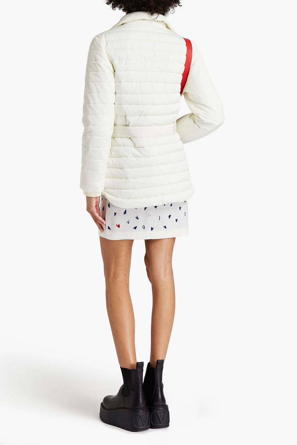 LOVE MOSCHINO Belted embroidered quilted shell jacket | THE OUTNET