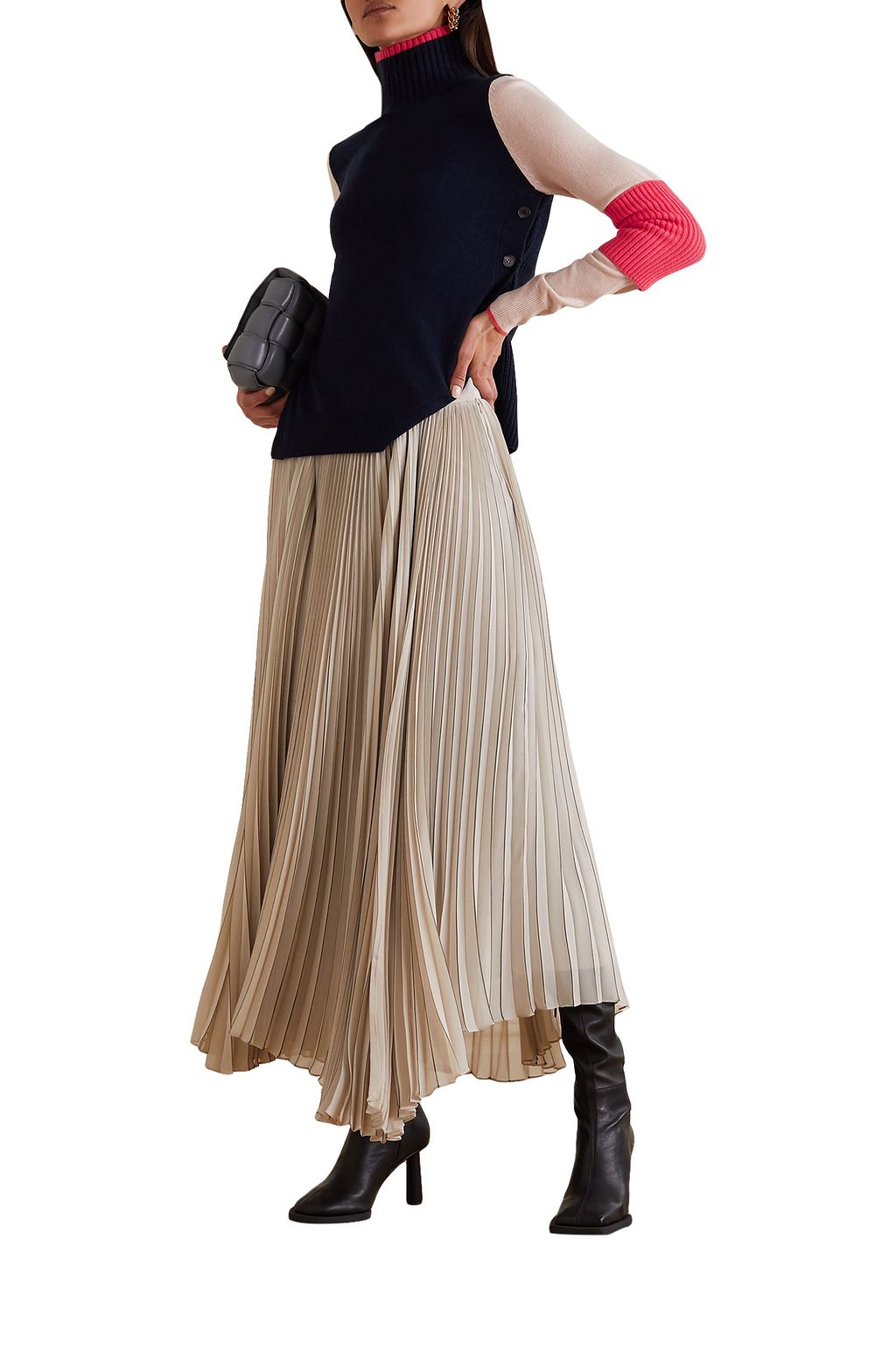 ROKSANDA Leyta color-block wool and cashmere-blend turtleneck sweater ...