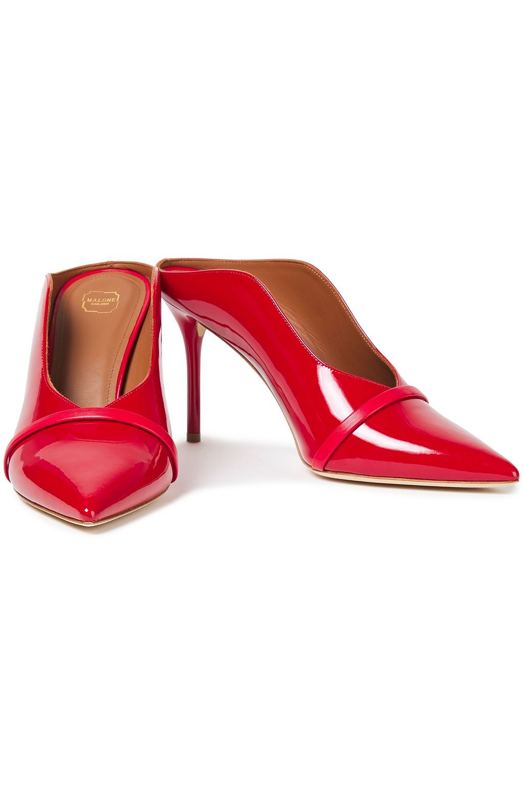 MALONE SOULIERS Constance smooth and patent-leather mules | THE OUTNET
