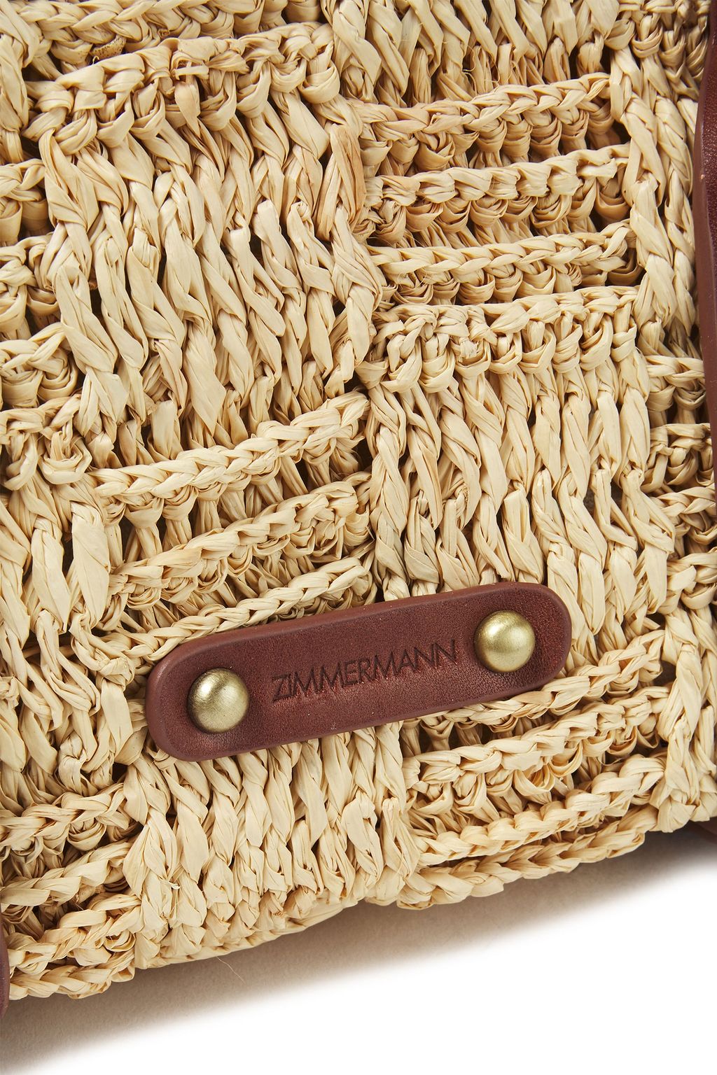ZIMMERMANN Leather-trimmed raffia shoulder bag | THE OUTNET
