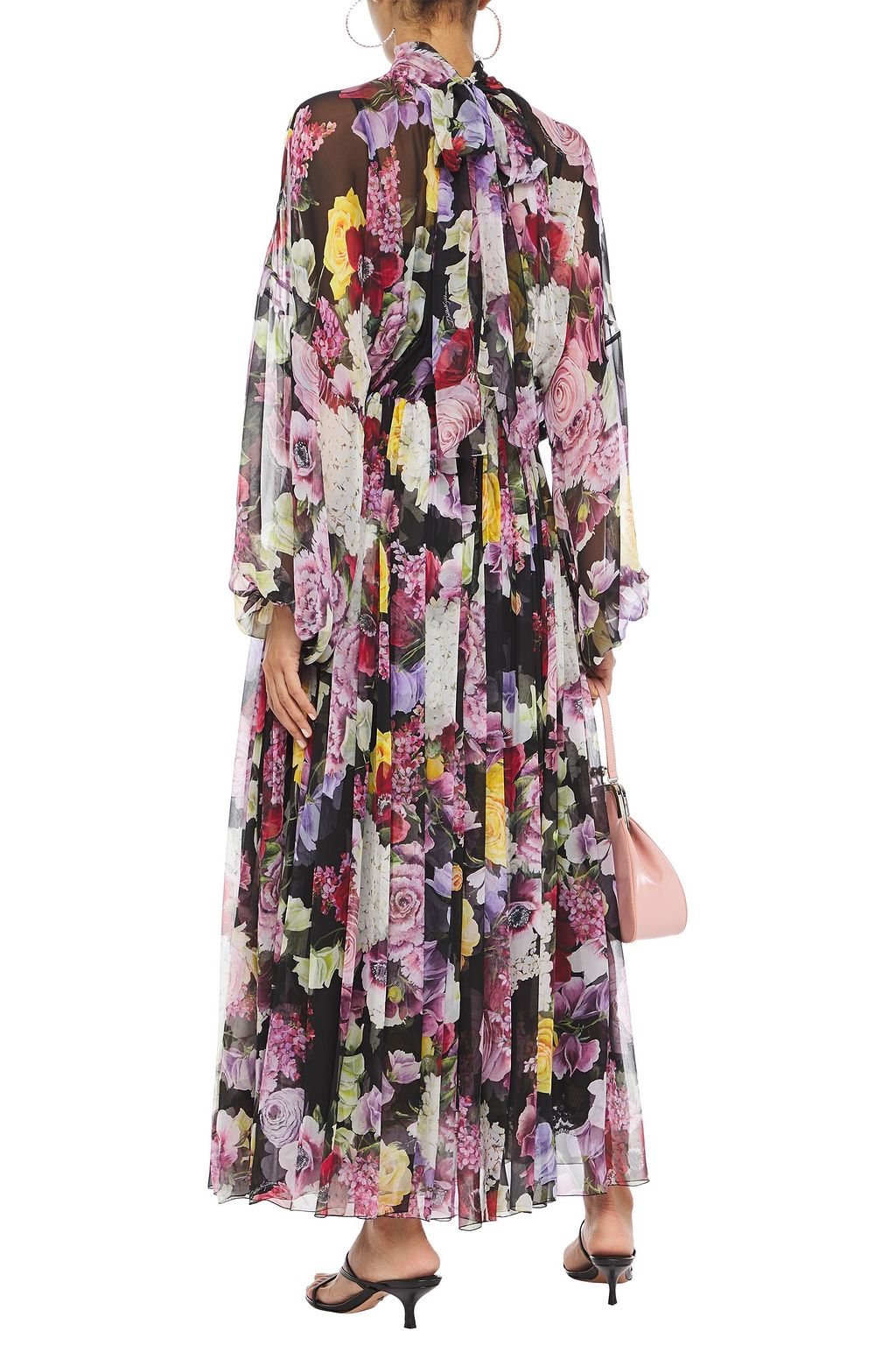 Dolce And Gabbana Gathered Floral Print Silk Chiffon Maxi Dress The Outnet