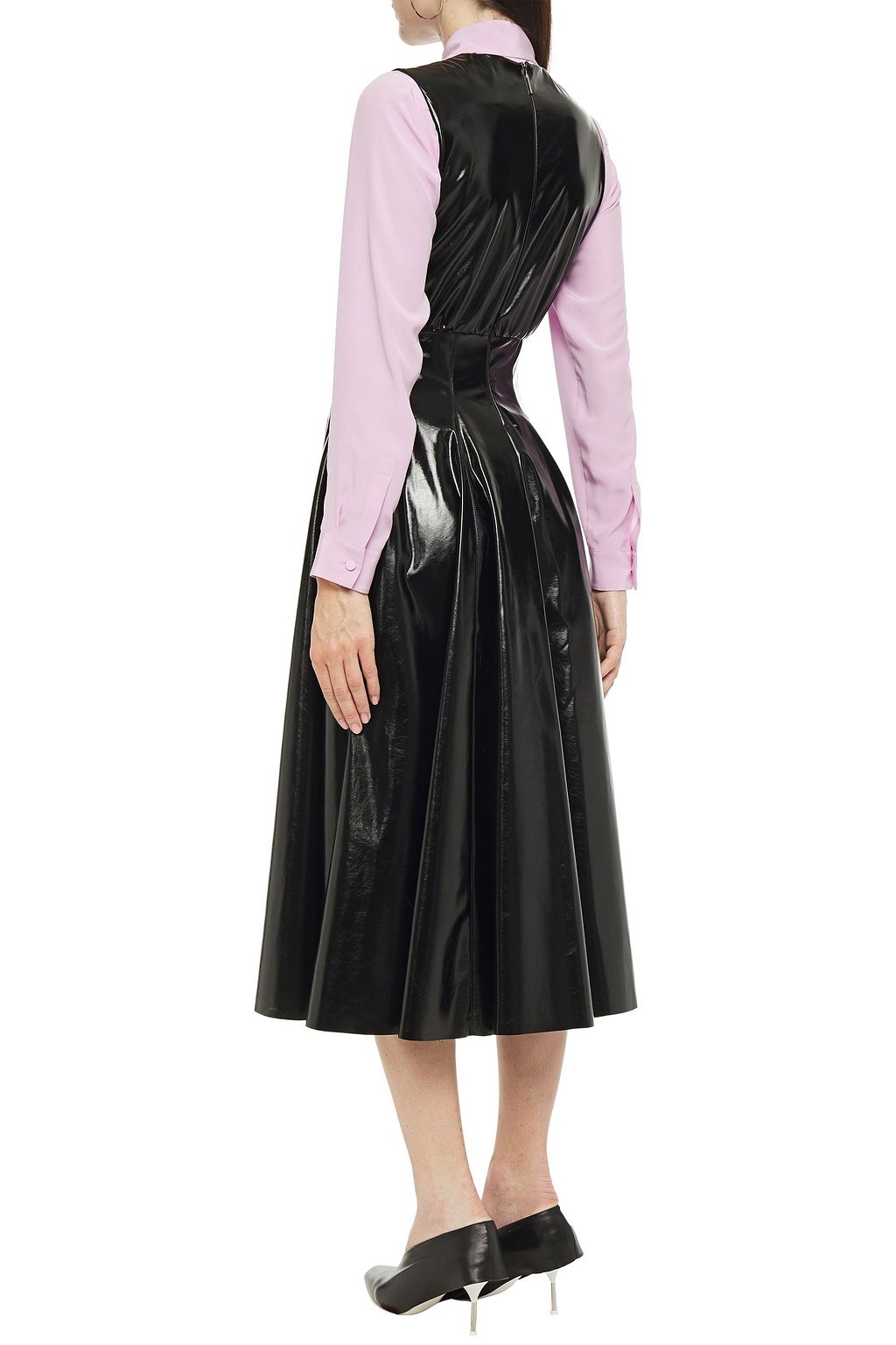 MSGM Gathered vinyl midi dress | THE OUTNET