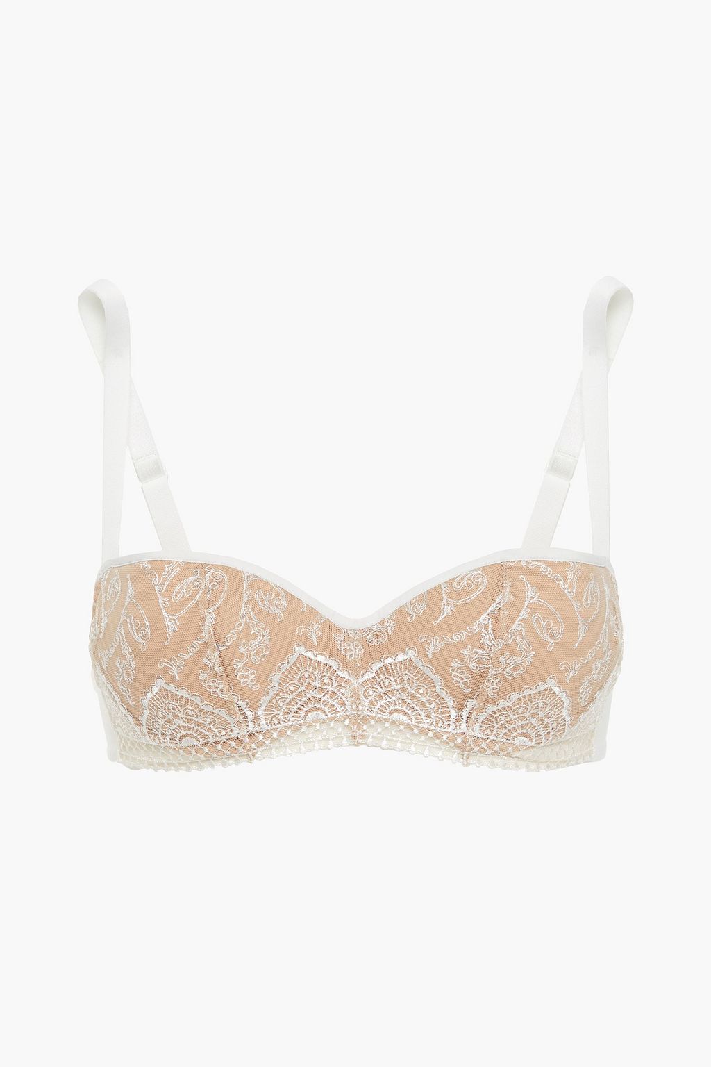 MAISON LEJABY Embroidered cotton-blend stretch-mesh balconette bra ...