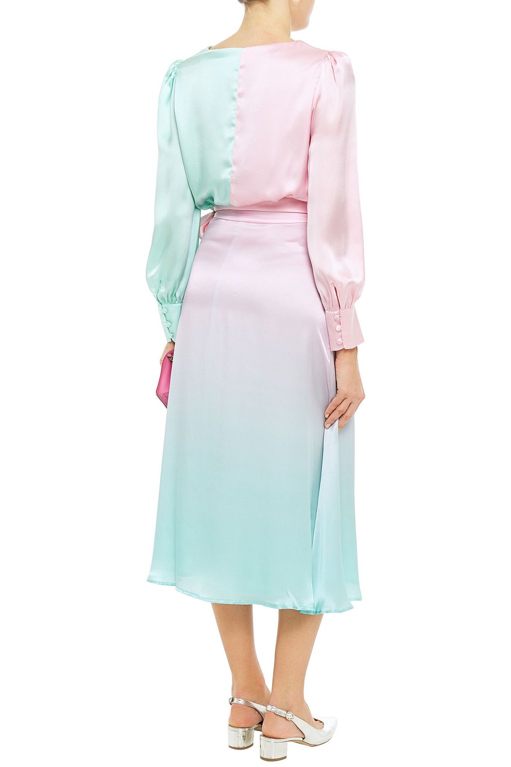 OLIVIA RUBIN Penelope dégradé silk-satin midi skirt | THE OUTNET