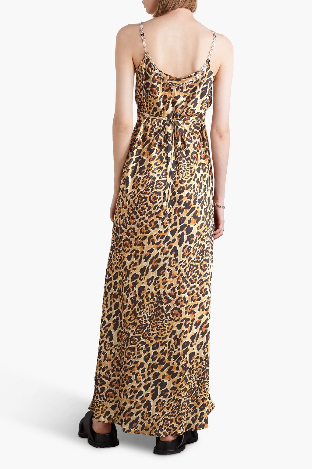 Rabanne Chain Embellished Leopard Print Satin Maxi Dress The Outnet