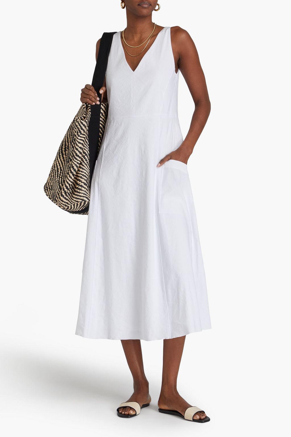 VINCE. Linen-blend midi dress | THE OUTNET