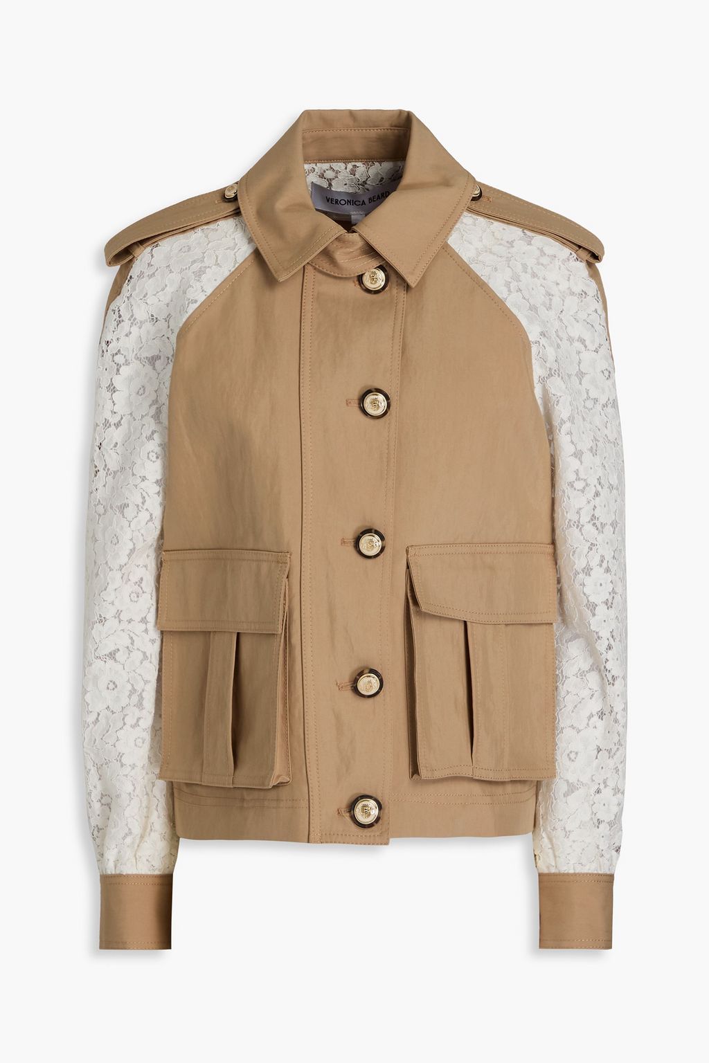 VERONICA BEARD Oda corded lace-paneled cotton-blend gabardine jacket ...