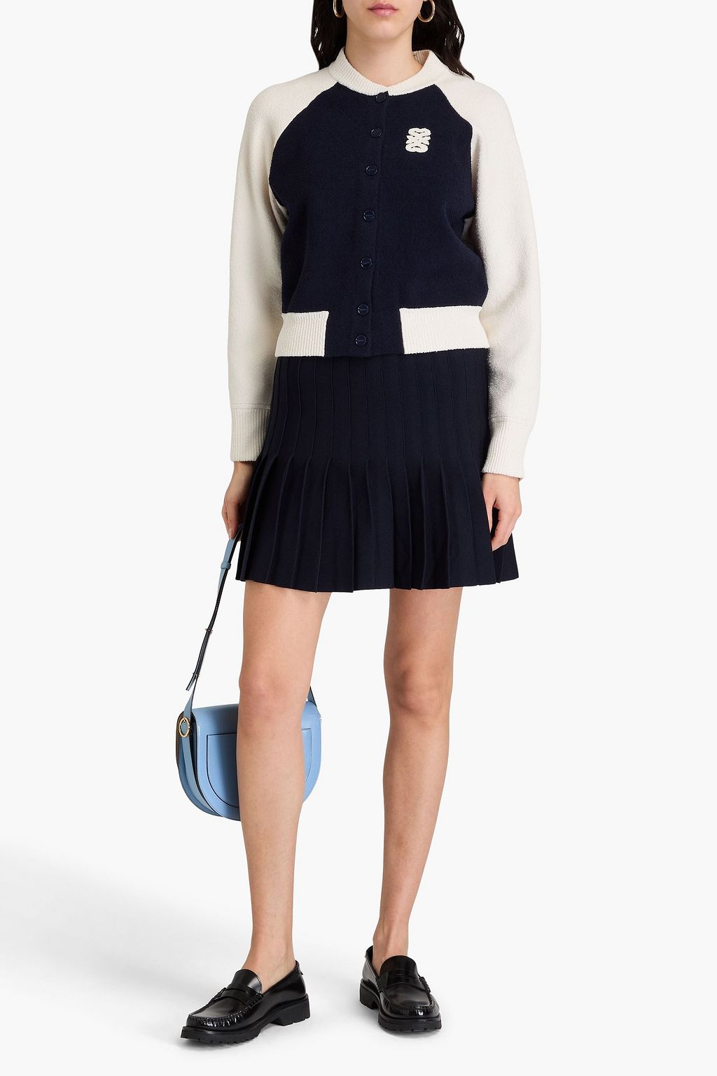 SANDRO Two-tone bouclé-knit jacket | THE OUTNET