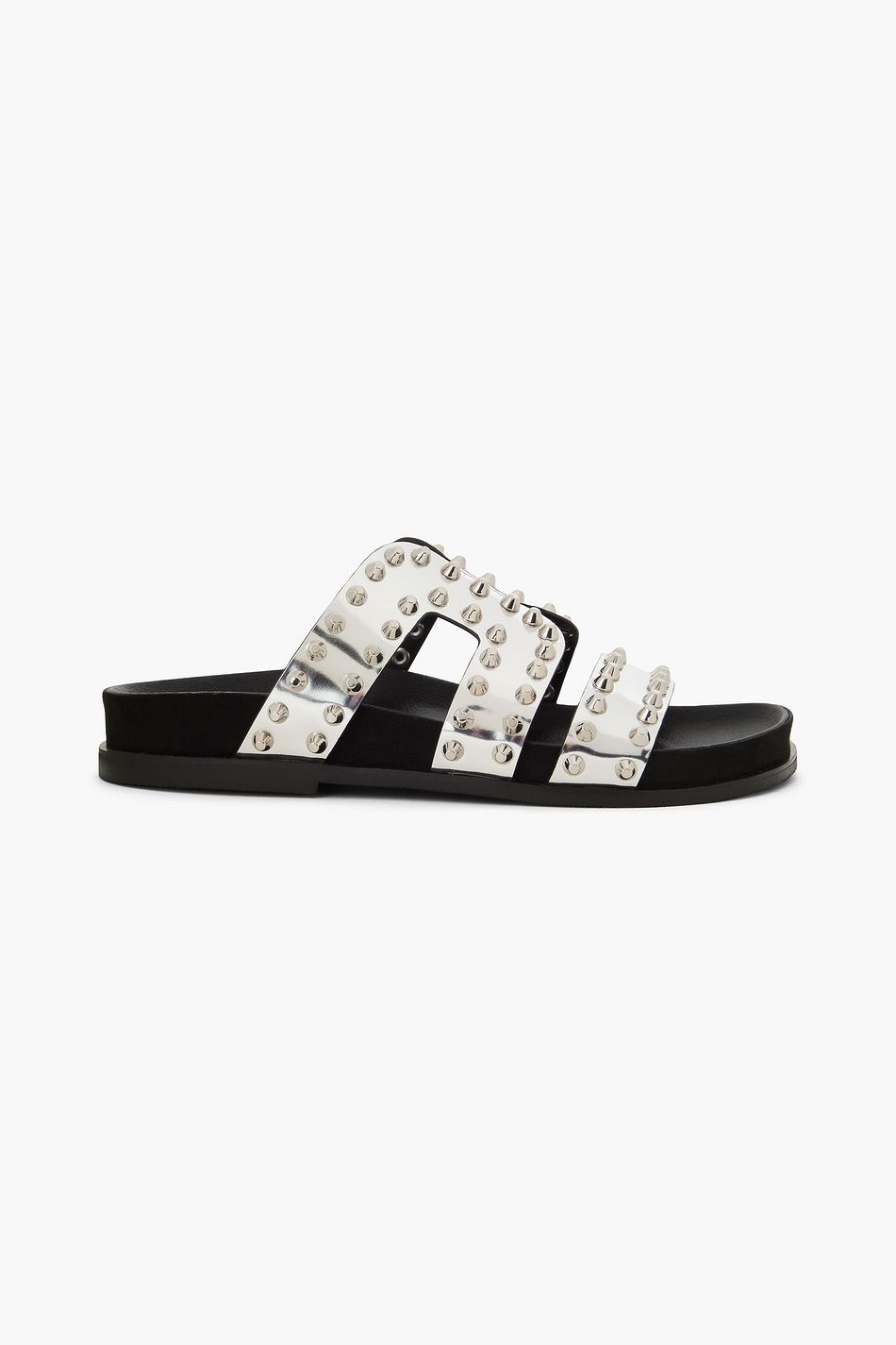 SANDRO Spiked mirrored-leather sandals | THE OUTNET