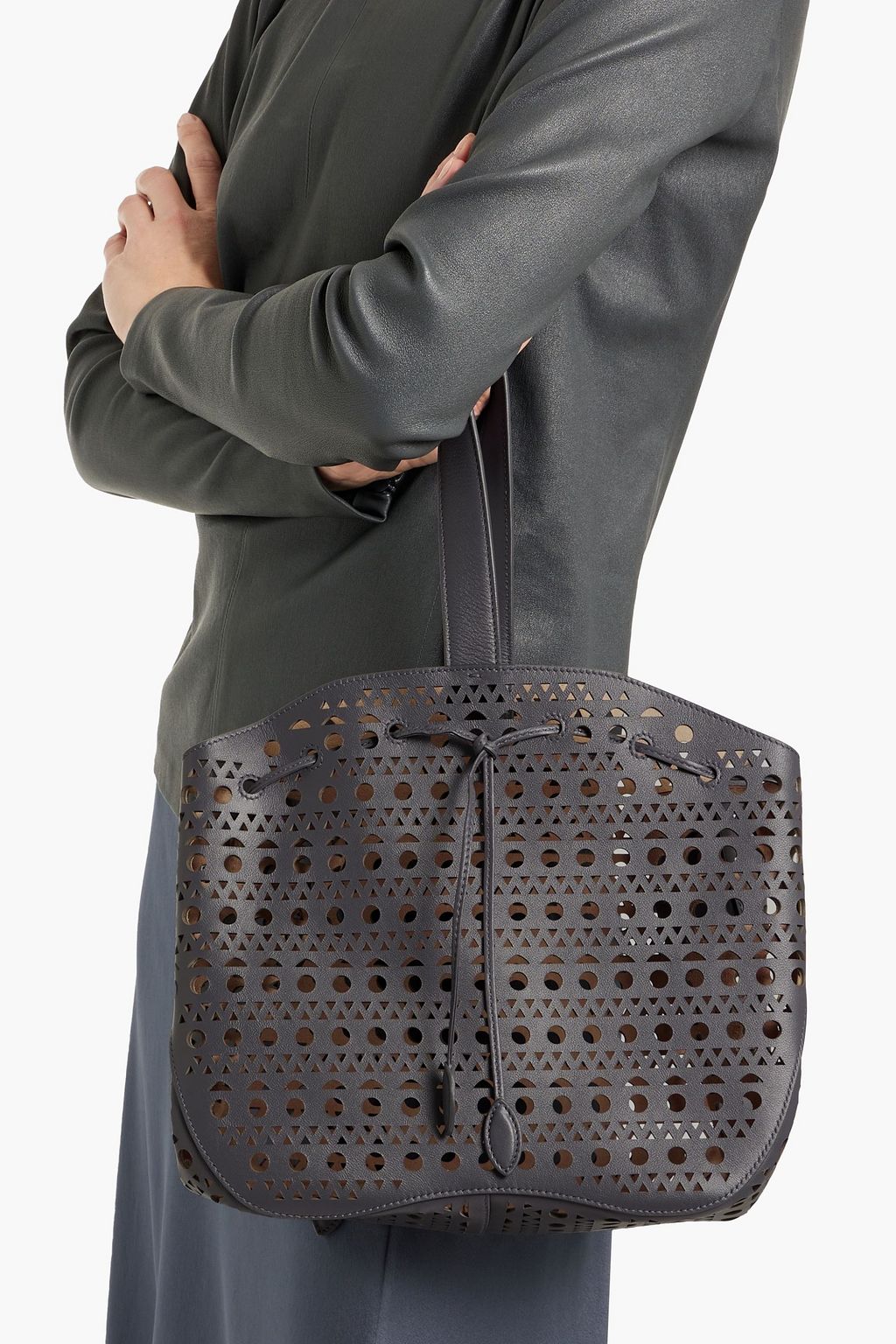 ALAÏA Rose Marie 28 laser-cut leather tote | THE OUTNET