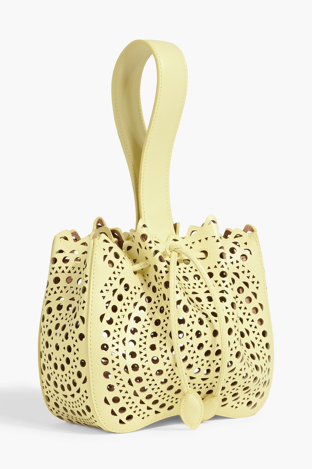 ALAÏA Rose Marie laser-cut leather bucket bag | THE OUTNET