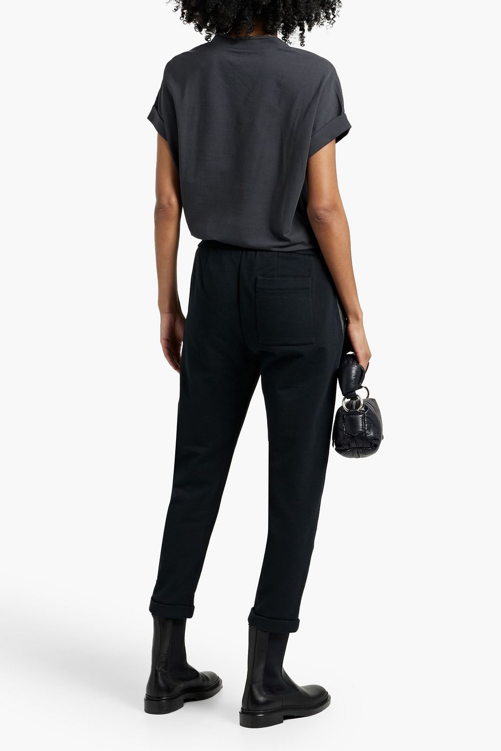 BRUNELLO CUCINELLI Cropped bead-embellished French cotton-terry track ...