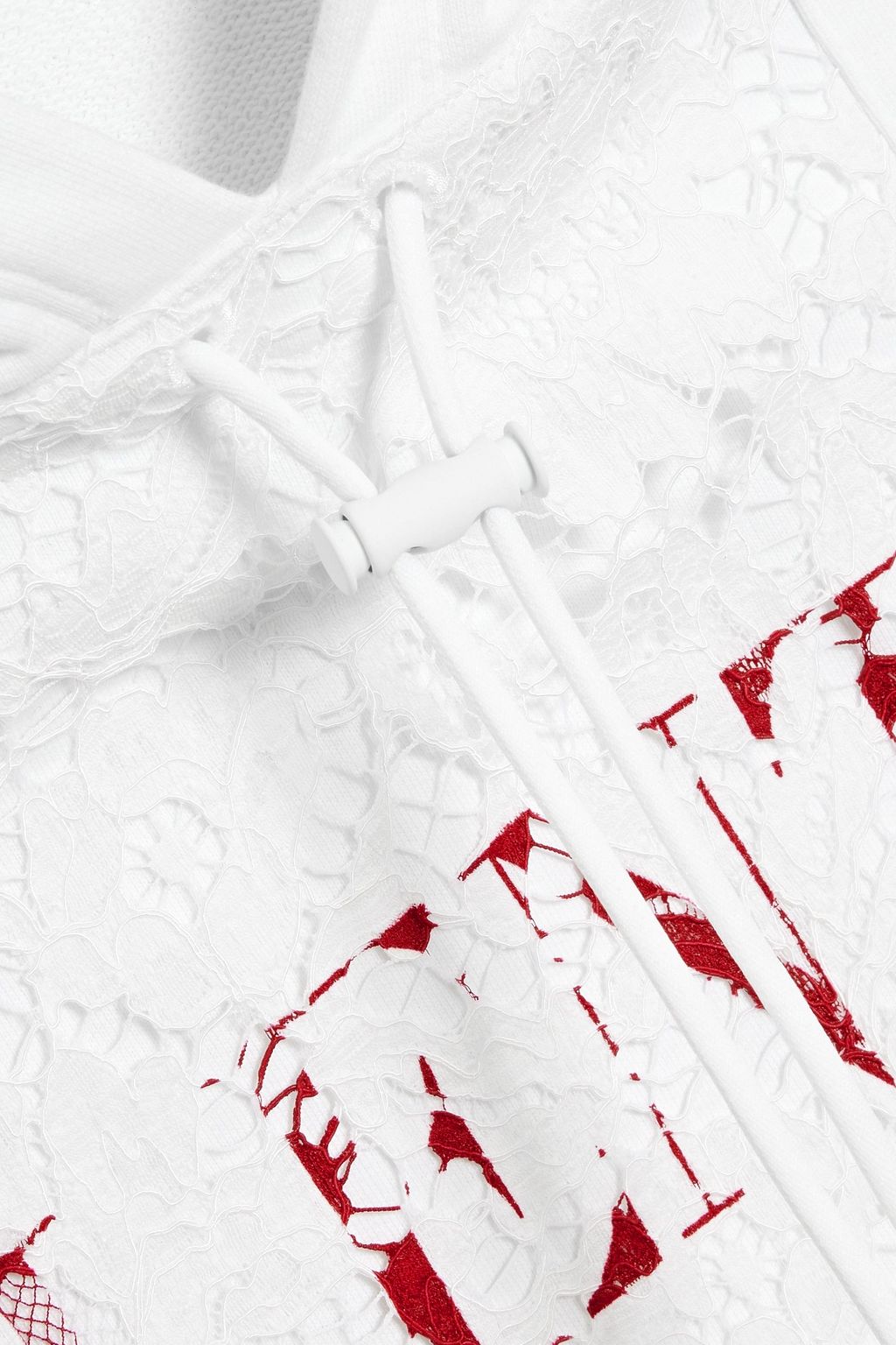 VALENTINO GARAVANI Logo-print corded lace-paneled French cotton-terry ...