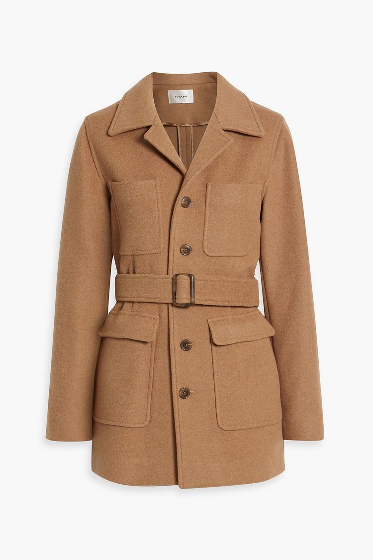 FRAME Melton belted felt jacket | THE OUTNET