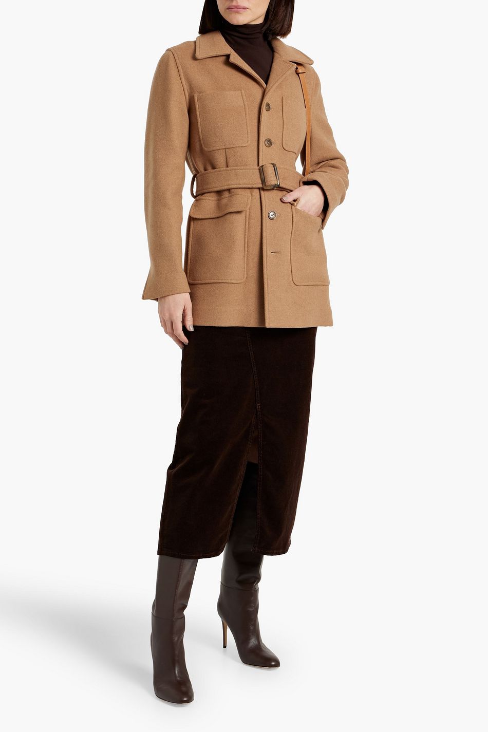 FRAME Melton belted felt jacket | THE OUTNET