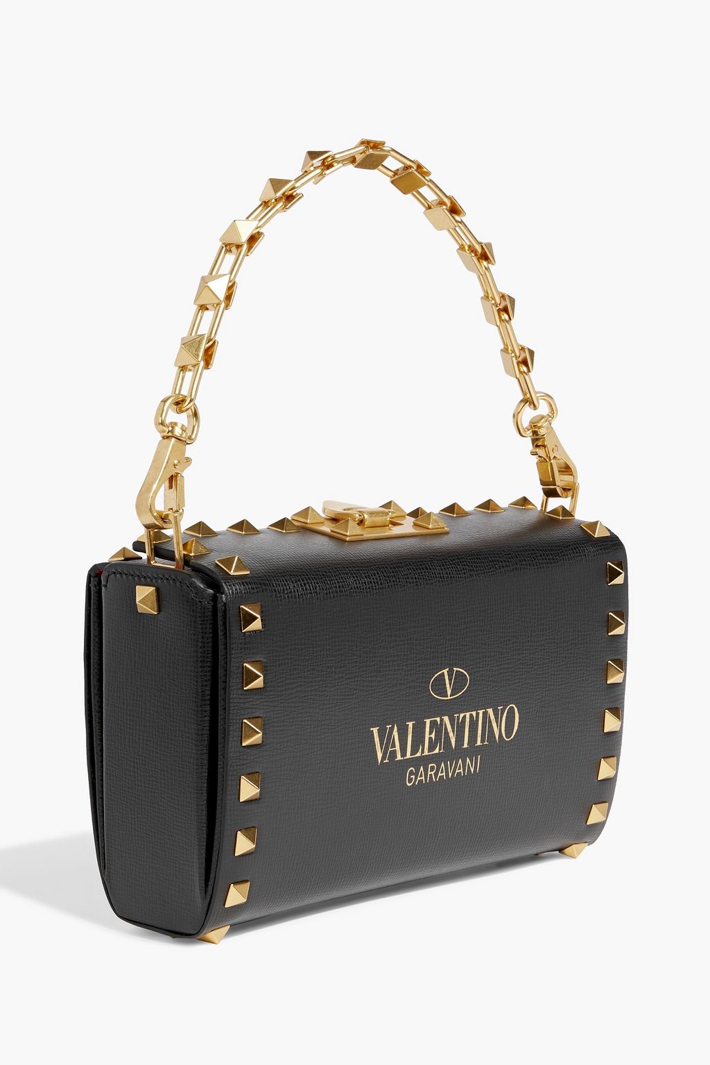 VALENTINO GARAVANI Rockstud Alcove textured-leather clutch | THE OUTNET