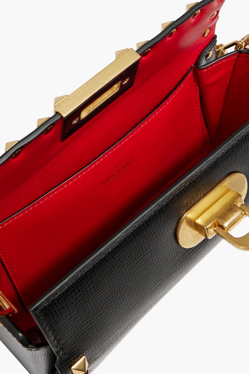 VALENTINO GARAVANI Rockstud Alcove textured-leather clutch | THE OUTNET