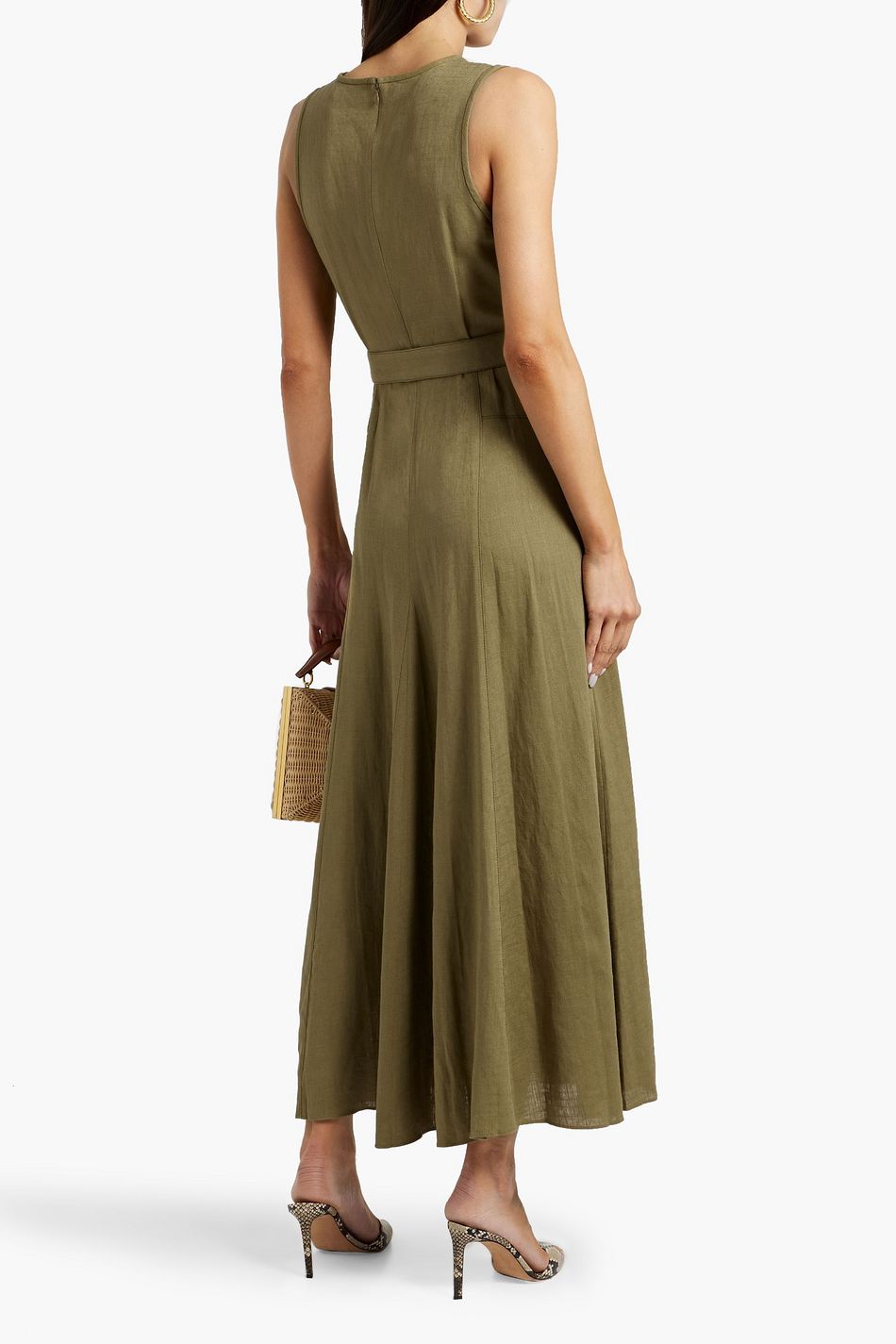 DIANE VON FURSTENBERG Elliot belted woven midi dress | THE OUTNET