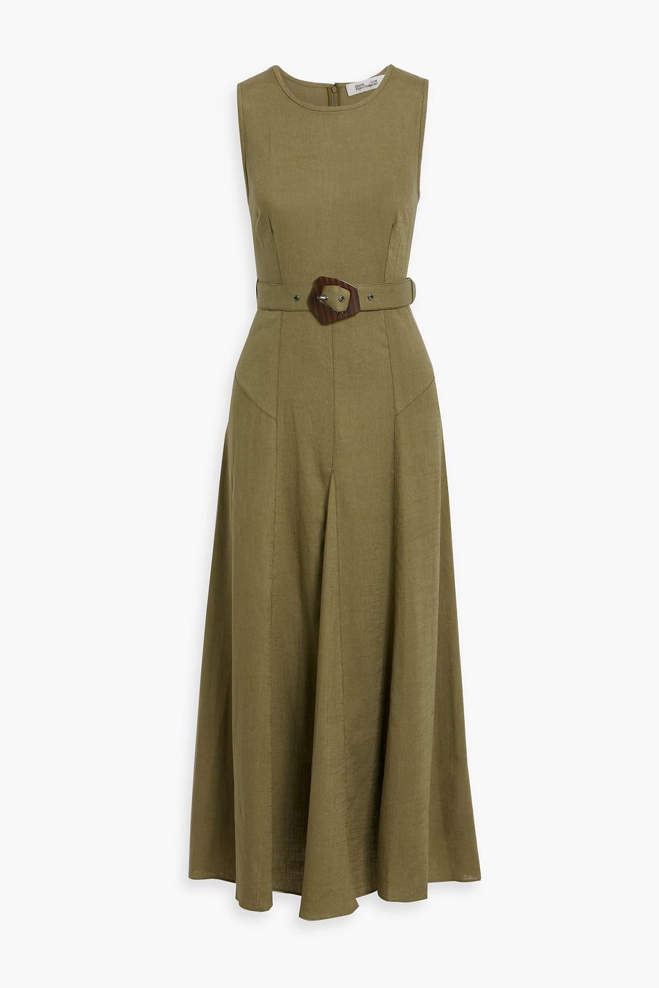 DIANE VON FURSTENBERG Elliot belted woven midi dress | THE OUTNET