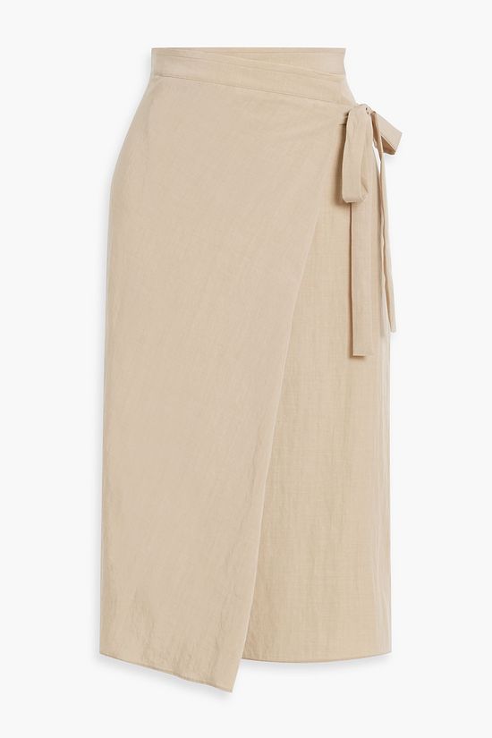 VINCE. Wrap-effect TENCEL™ Lyocell-blend midi skirt | THE OUTNET