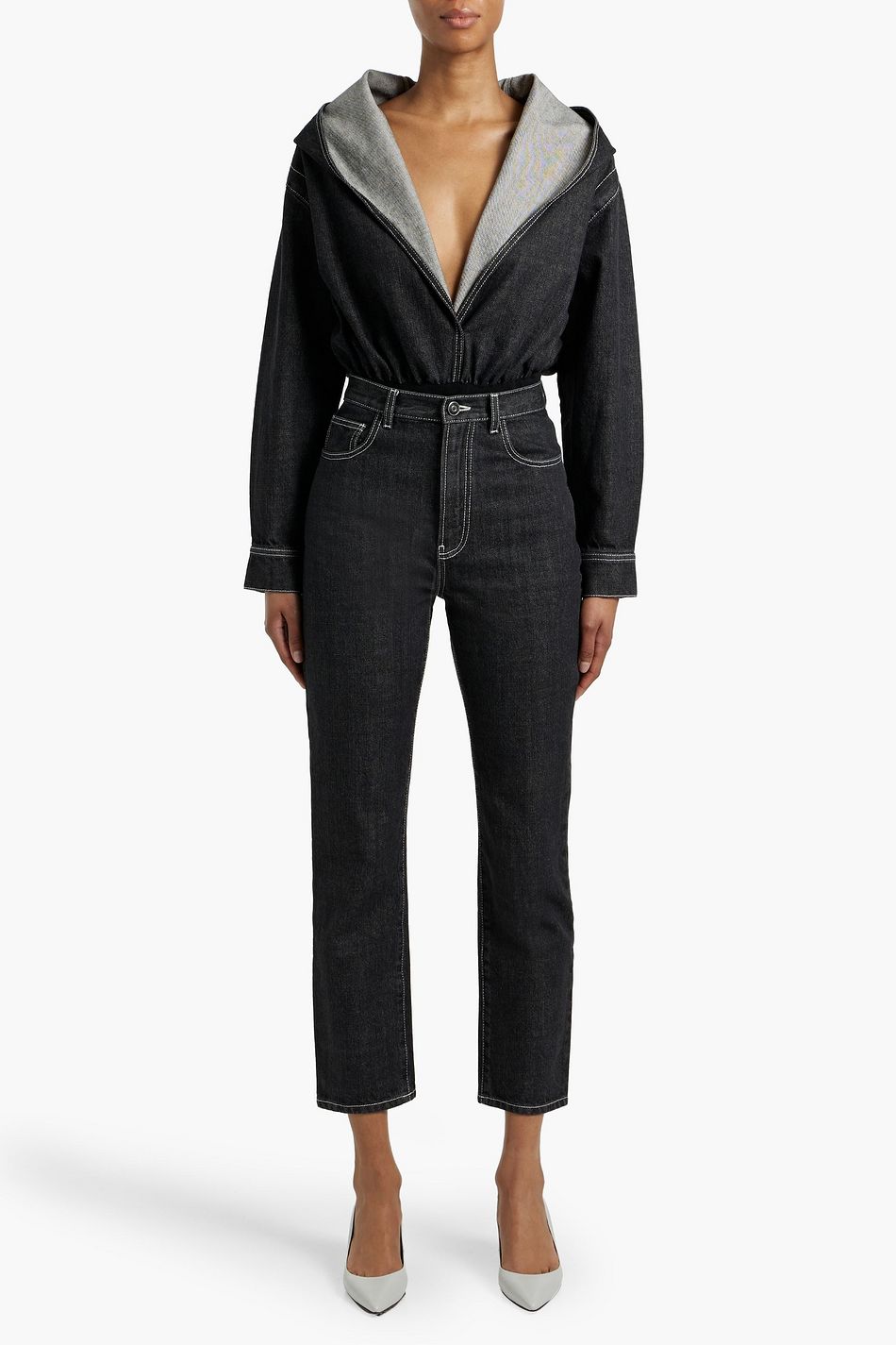 ALAÏA Archetypes hooded denim bodysuit | THE OUTNET