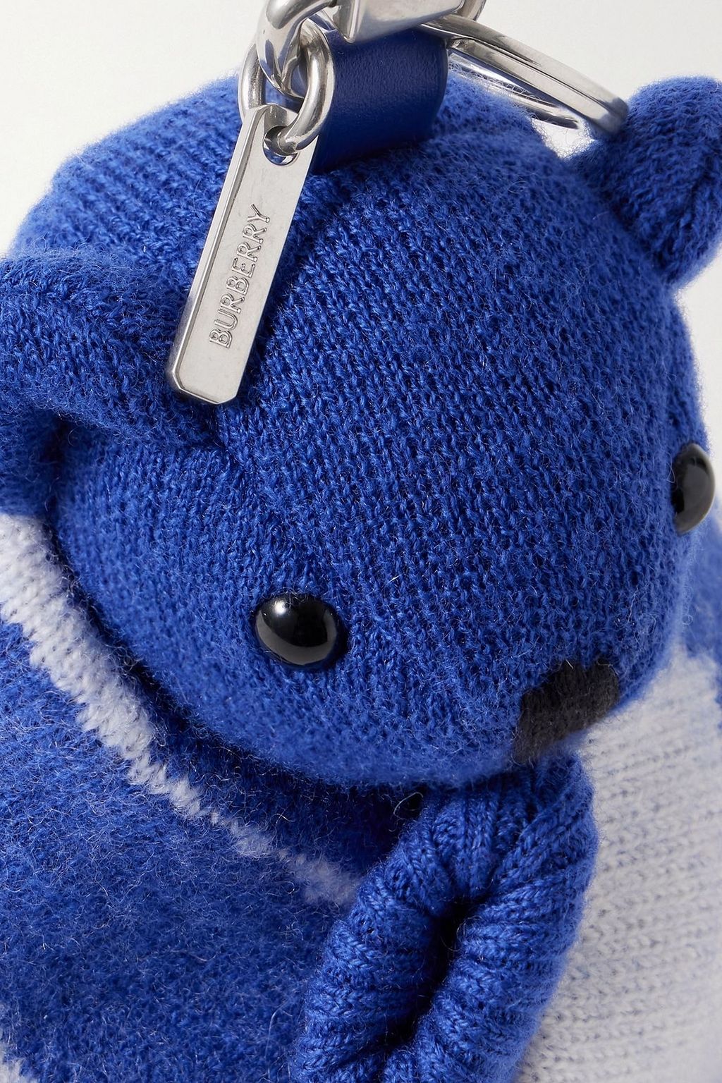 BURBERRY Leather-trimmed intarsia wool and cashmere-blend keychain ...