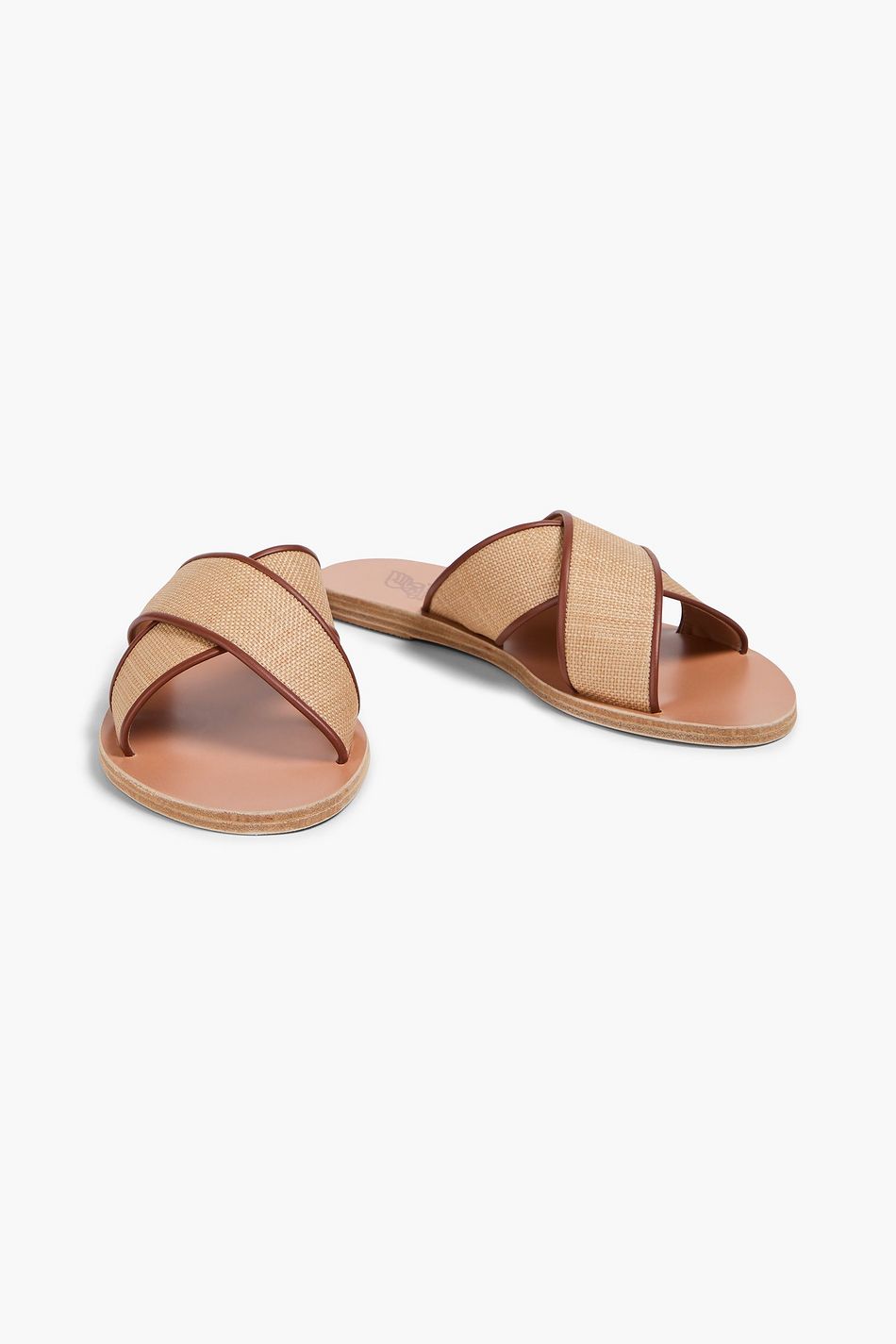 ANCIENT GREEK SANDALS Thais leather-trimmed raffia sandals | THE OUTNET