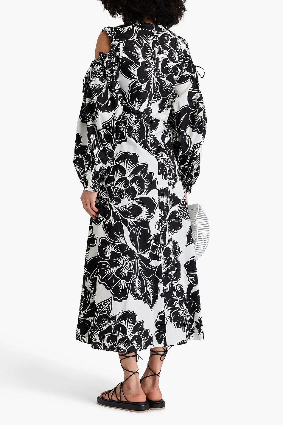 FARM RIO Cold-shoulder floral-print cotton-sateen midi dress | THE OUTNET