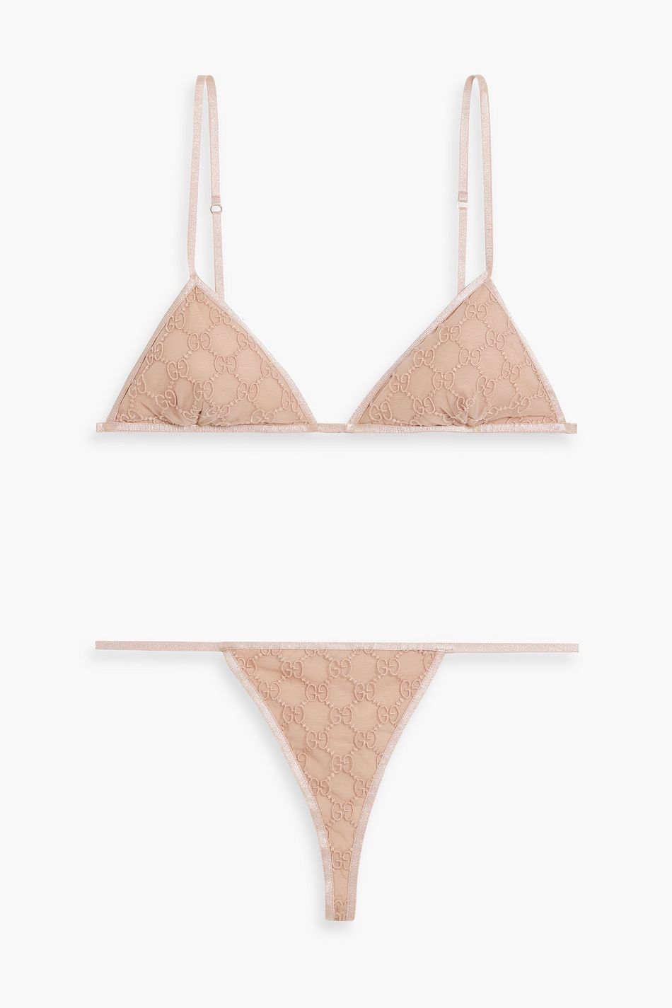 GUCCI Embroidered tulle triangle bra and briefs set | THE OUTNET