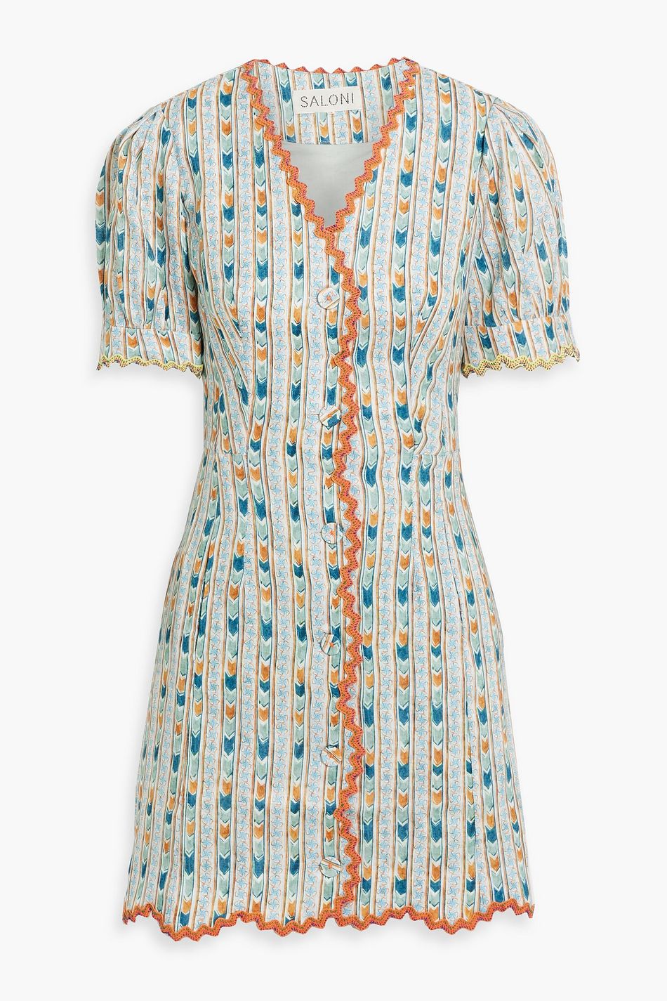 SALONI Marlee embroidered printed linen mini dress | THE OUTNET