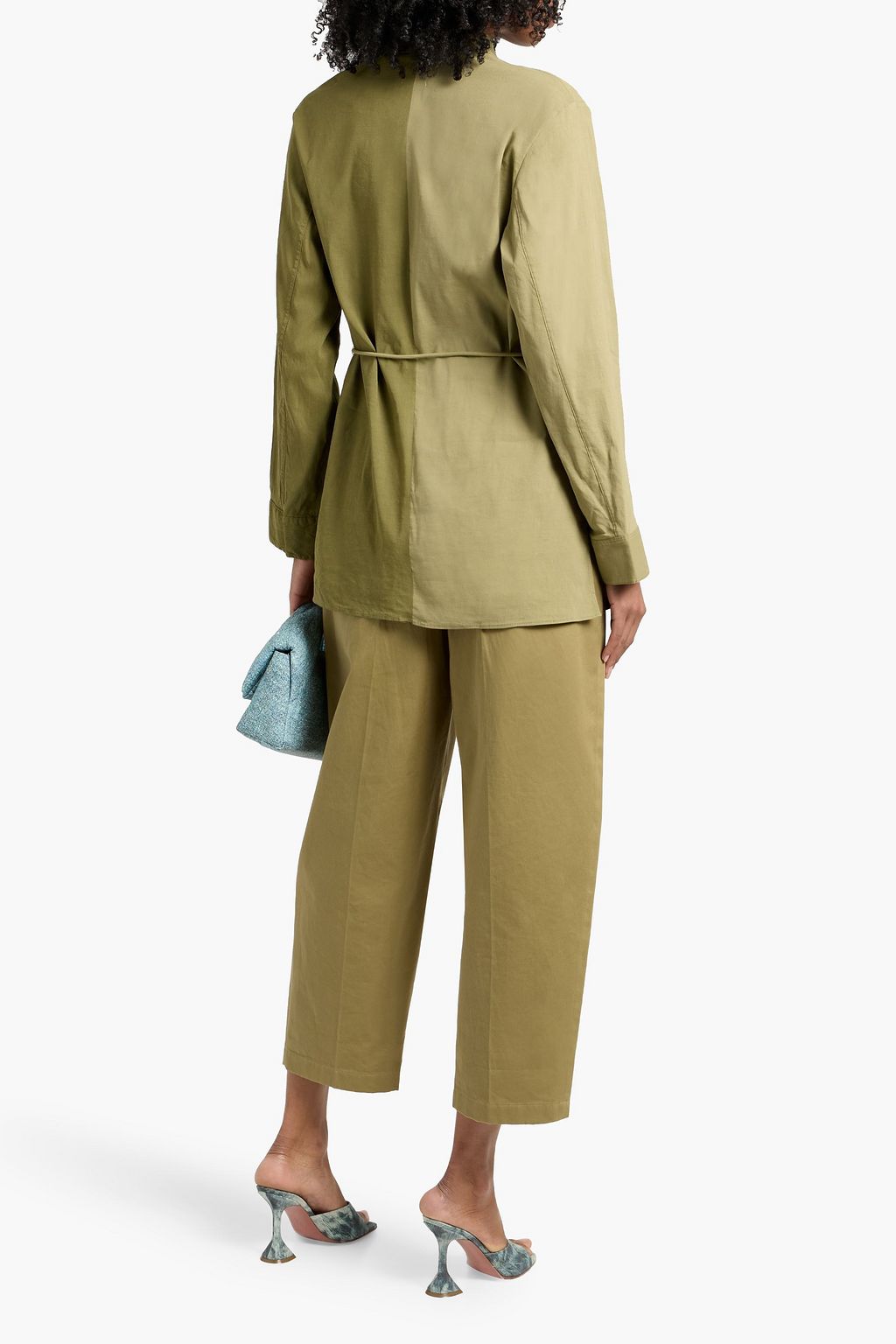 E.L.V. DENIM X THE OUTNET The Split two-tone linen-blend shirt | THE OUTNET