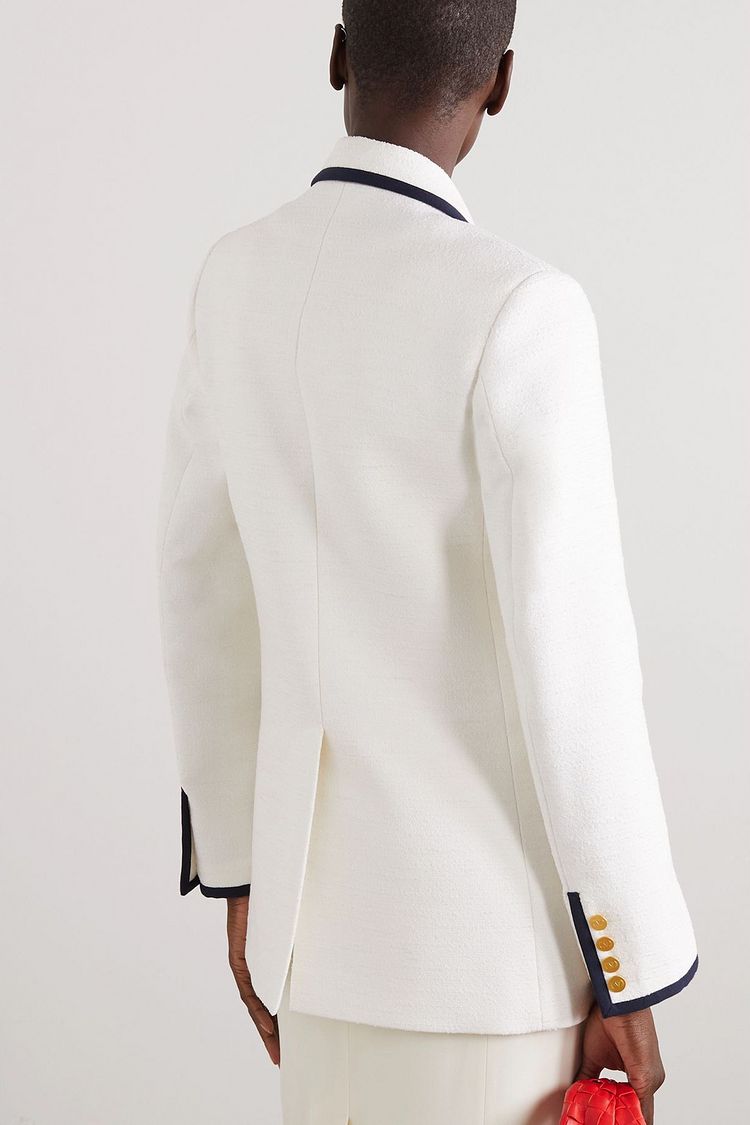 VALENTINO GARAVANI Double-breasted piped tweed blazer | THE OUTNET