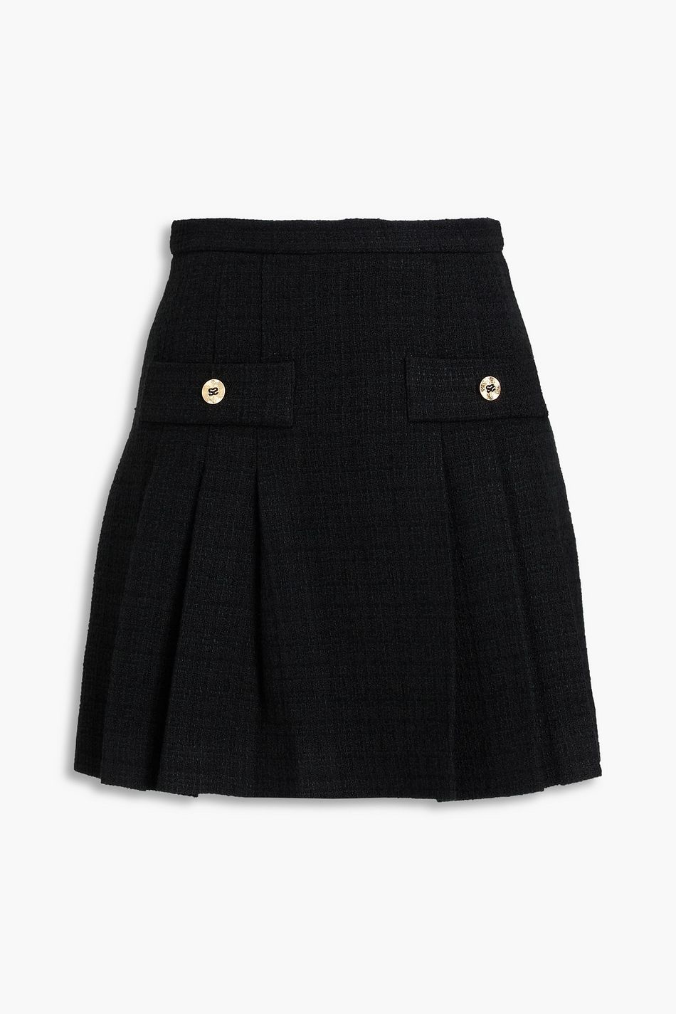 SANDRO Pleated tweed mini skirt | THE OUTNET