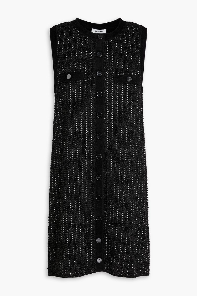 SANDRO Sequin-embellished velour mini dress | THE OUTNET